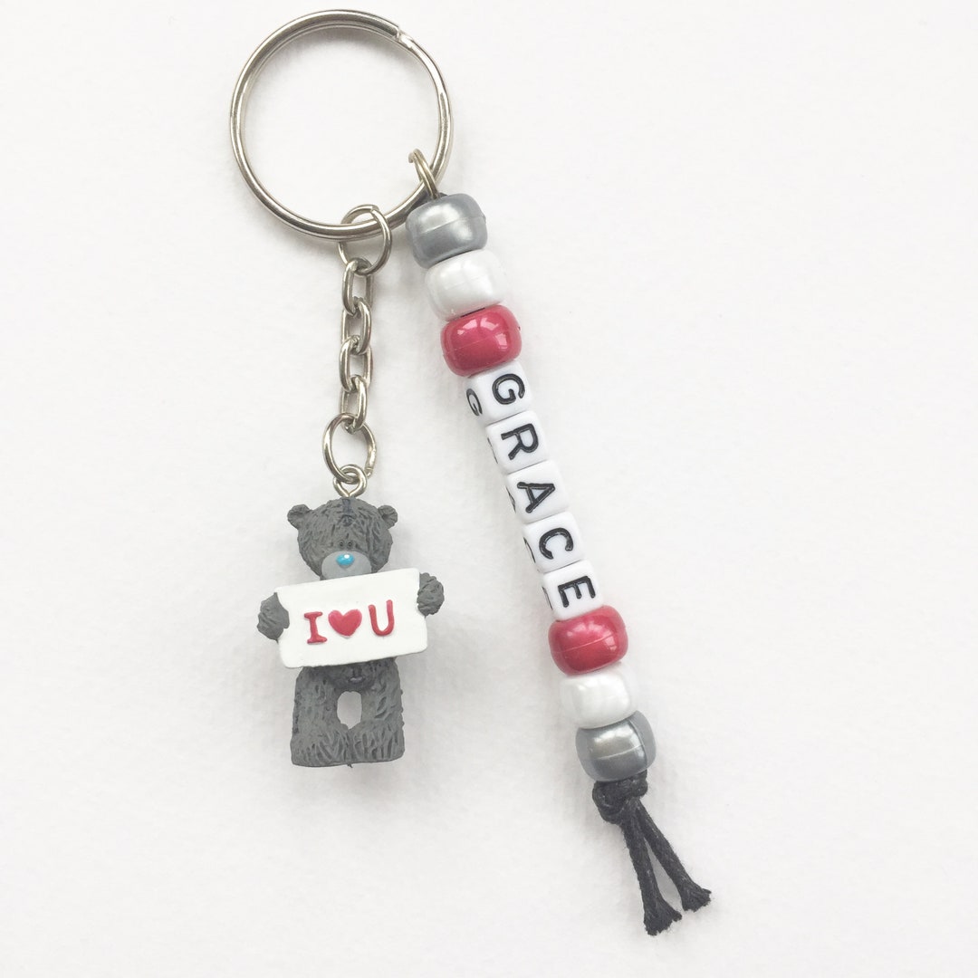 Personalised Name Me to You - Tatty Teddy Keychain - I Love You - Bead ...
