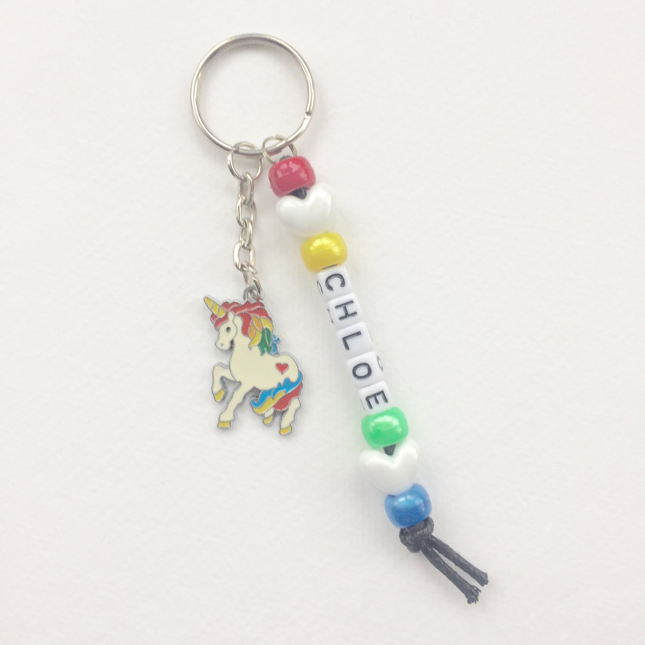 Personalised Name Unicorn Keychain Rainbow Bead Key Ring - Etsy UK
