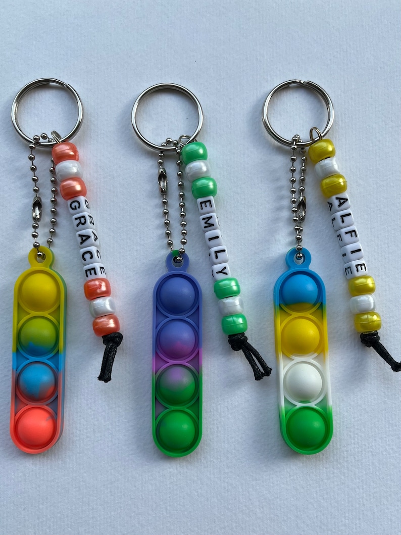Pop It Fidget Keychain Personalised Keyring With Name Back to School ...