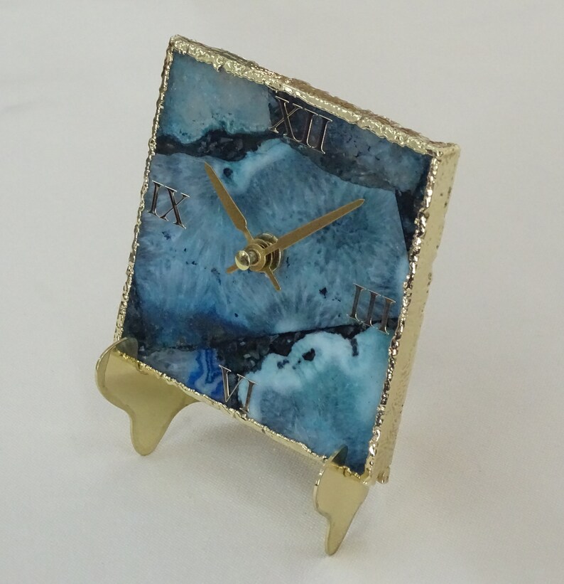 Composite Blue Agate Square Clock Modern Desk/wall Clock - Etsy