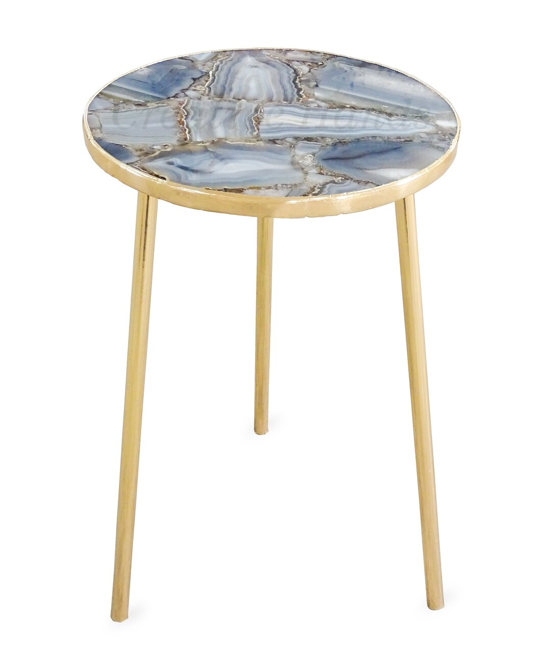 Handcrafted Banded Agate Side Table: Gold Plated Edge - Etsy