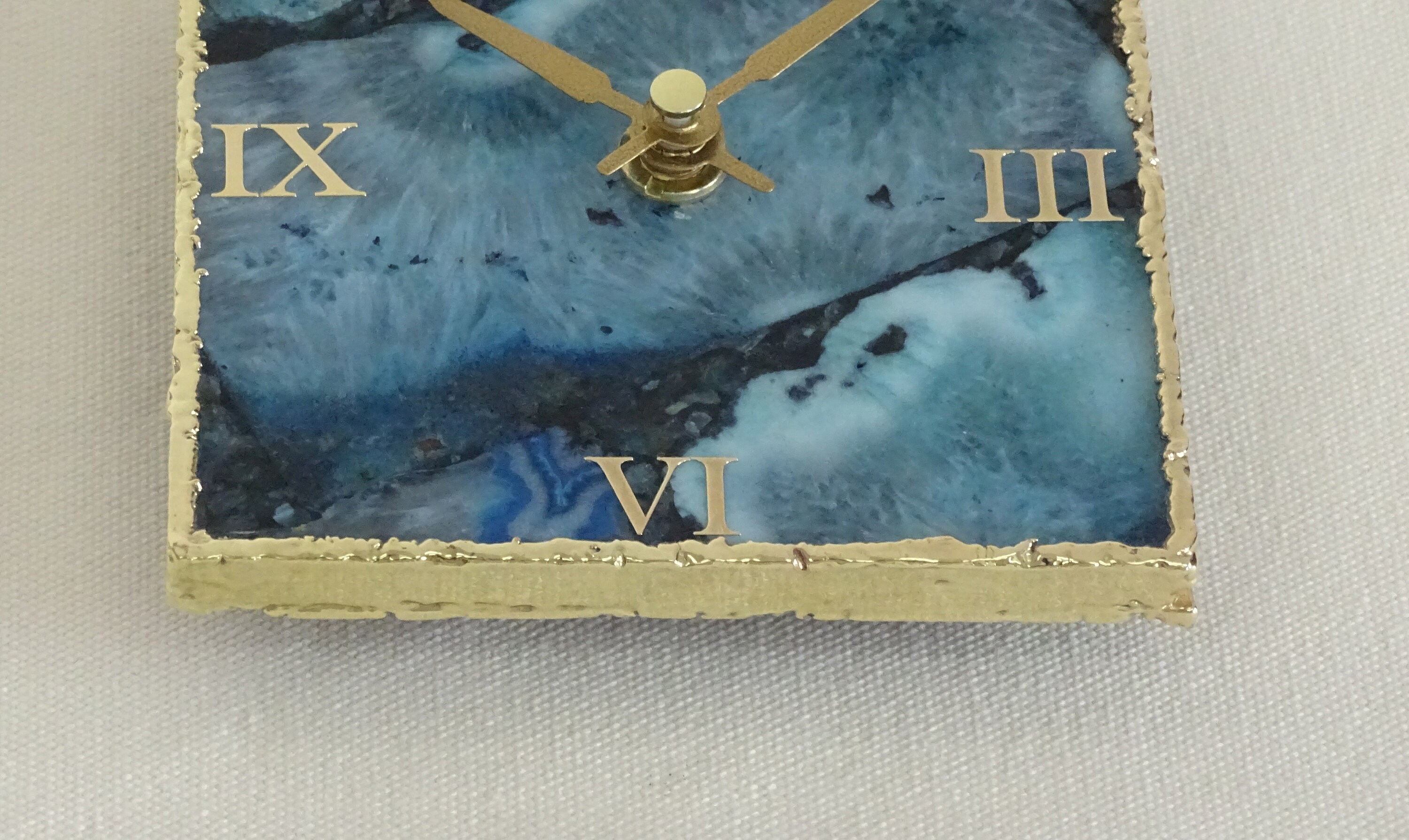 Blue Agate Square Clock: Gold Plated Desk/wall Decor (4x4) - Etsy