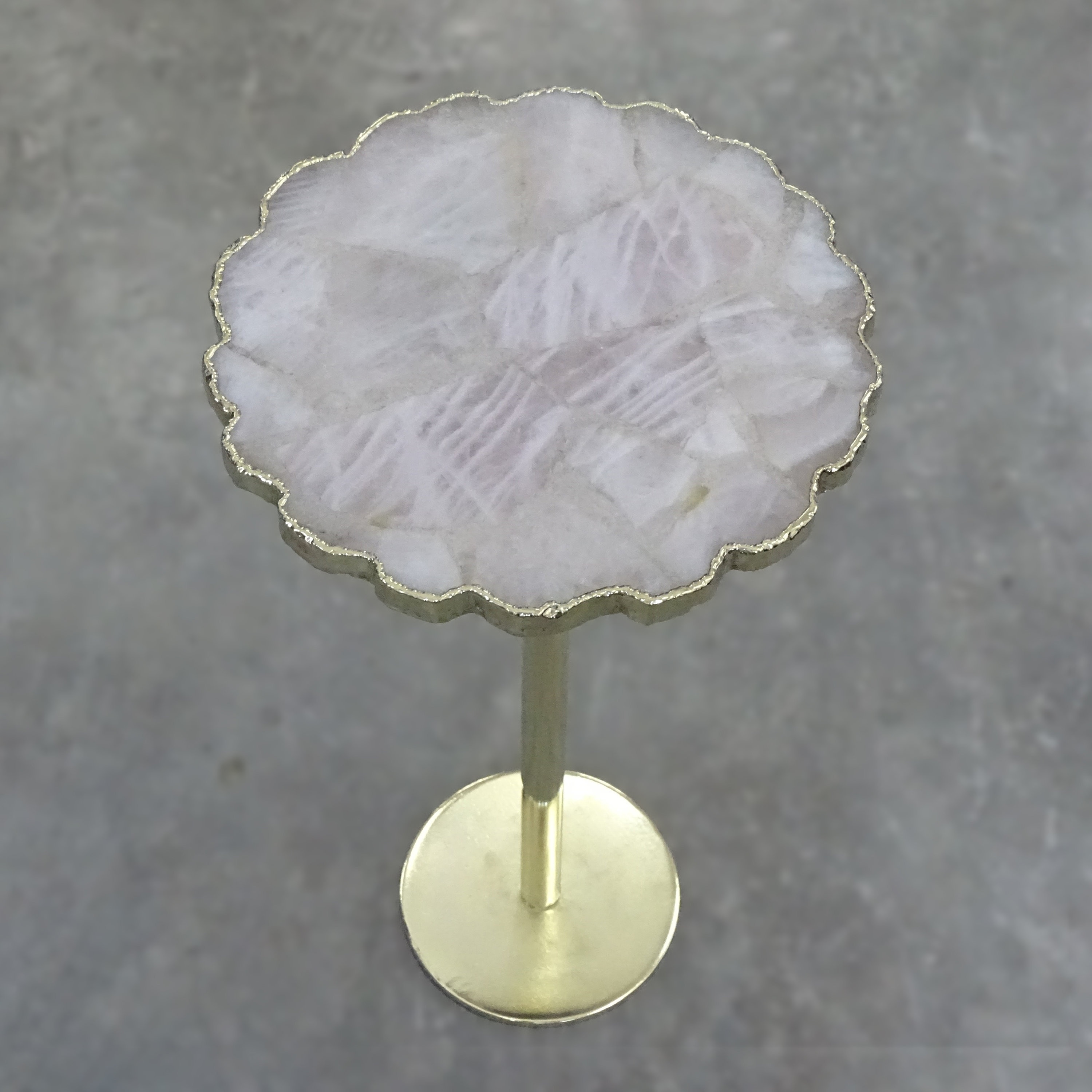 Rose Quartz Drink Table With Single Leg Stand Agate Drink | Etsy