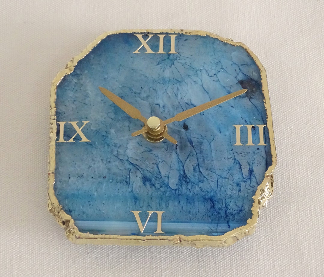 Blue Agate Clock, Modern Desk/wall Clock, Perfect Gift, House Warming ...