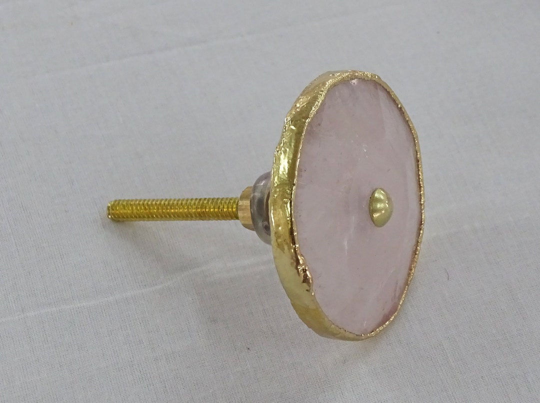 Faceted Rose Quartz Round Cabinet Drawer Pull/knobs, Interior ...