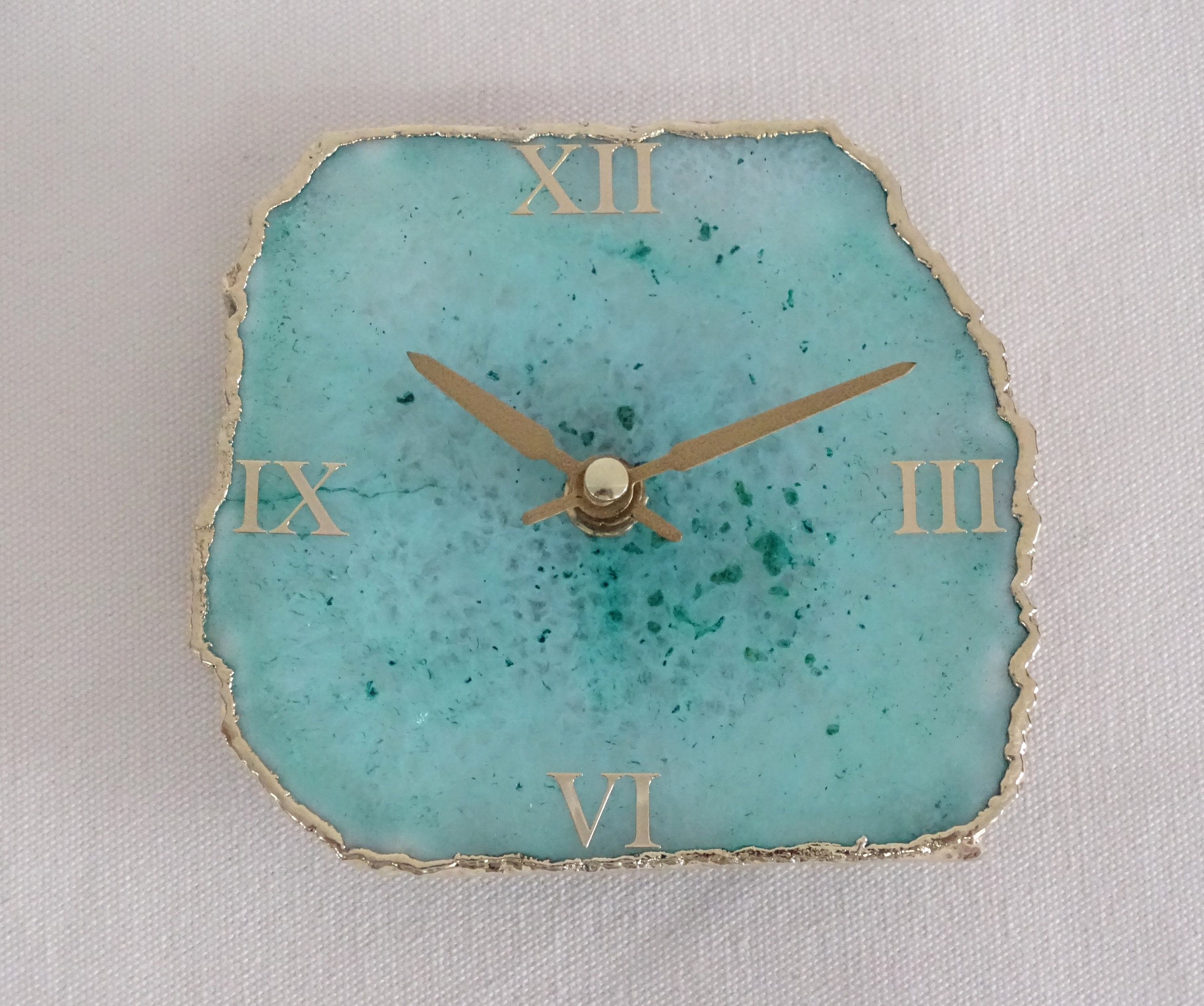 Aqua Agate Clock Modern Desk/wall Clock Perfect Gift House - Etsy