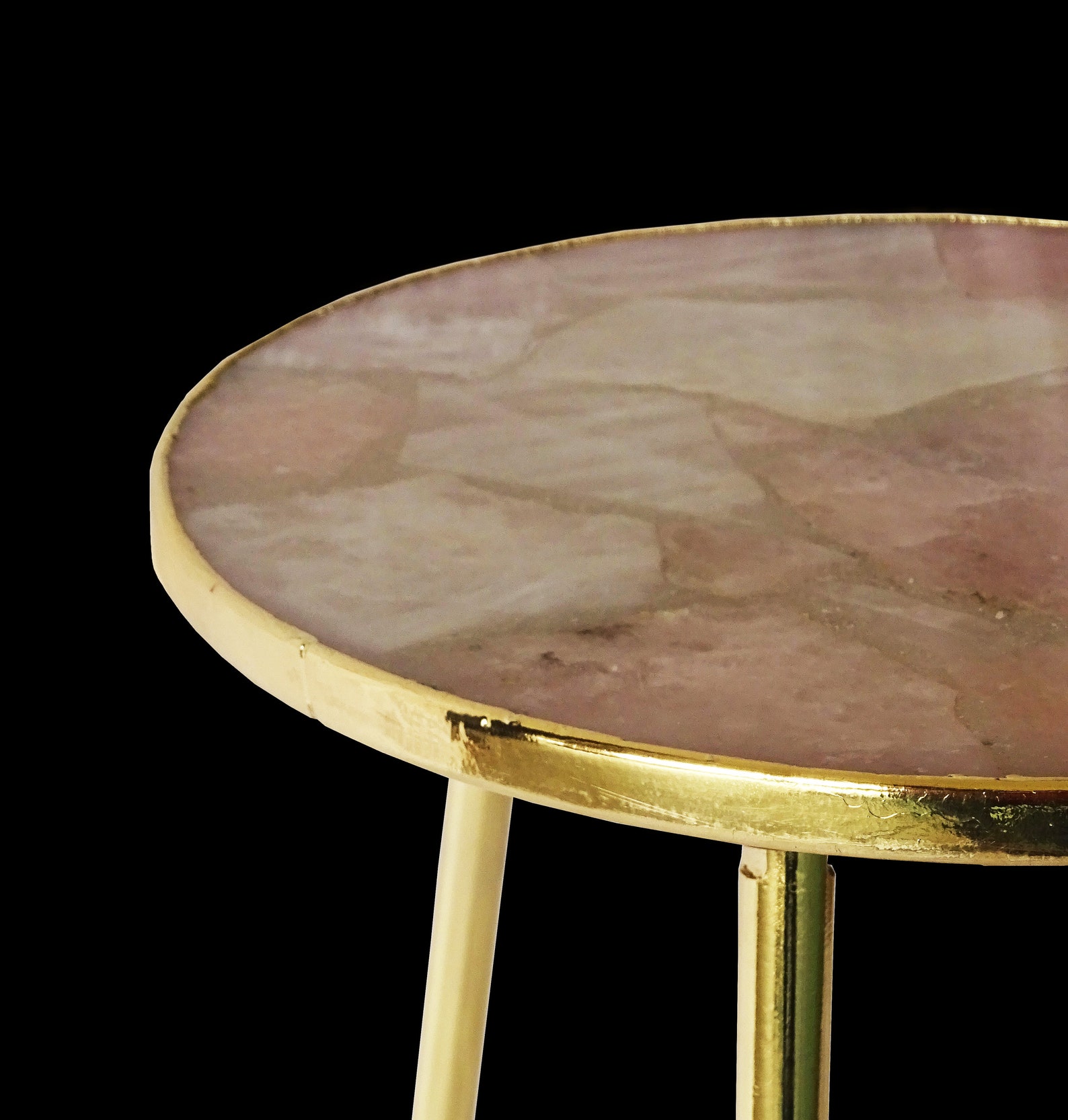 Rose Quartz Table Occasional Round Table Composite Agate | Etsy