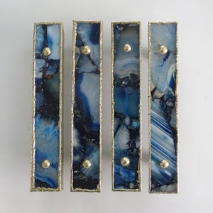 Handcrafted Blue Agate Cabinet Handle, Gold Plated Edge - Etsy