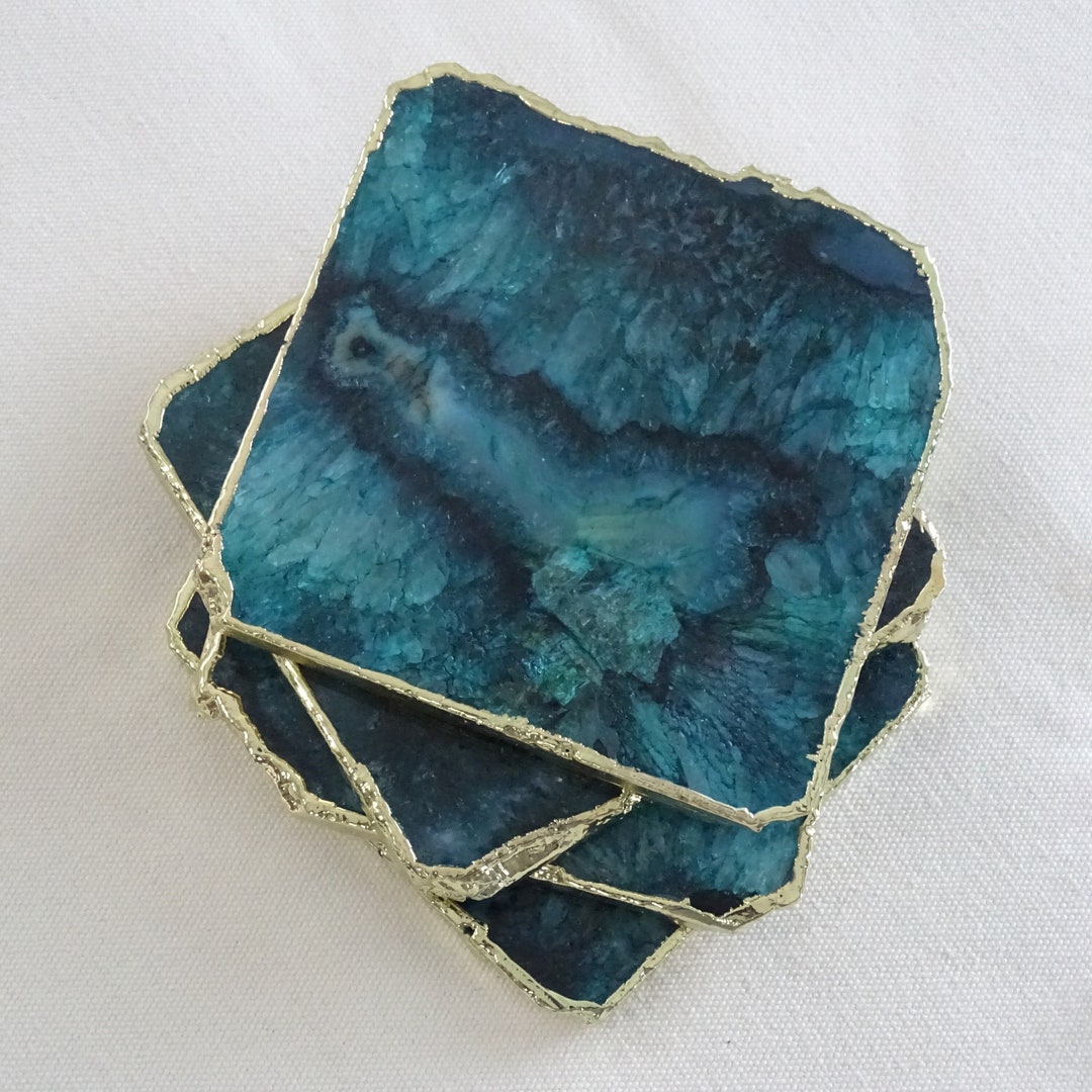 Emerald Green Agate Coaster Set of 4. - Etsy