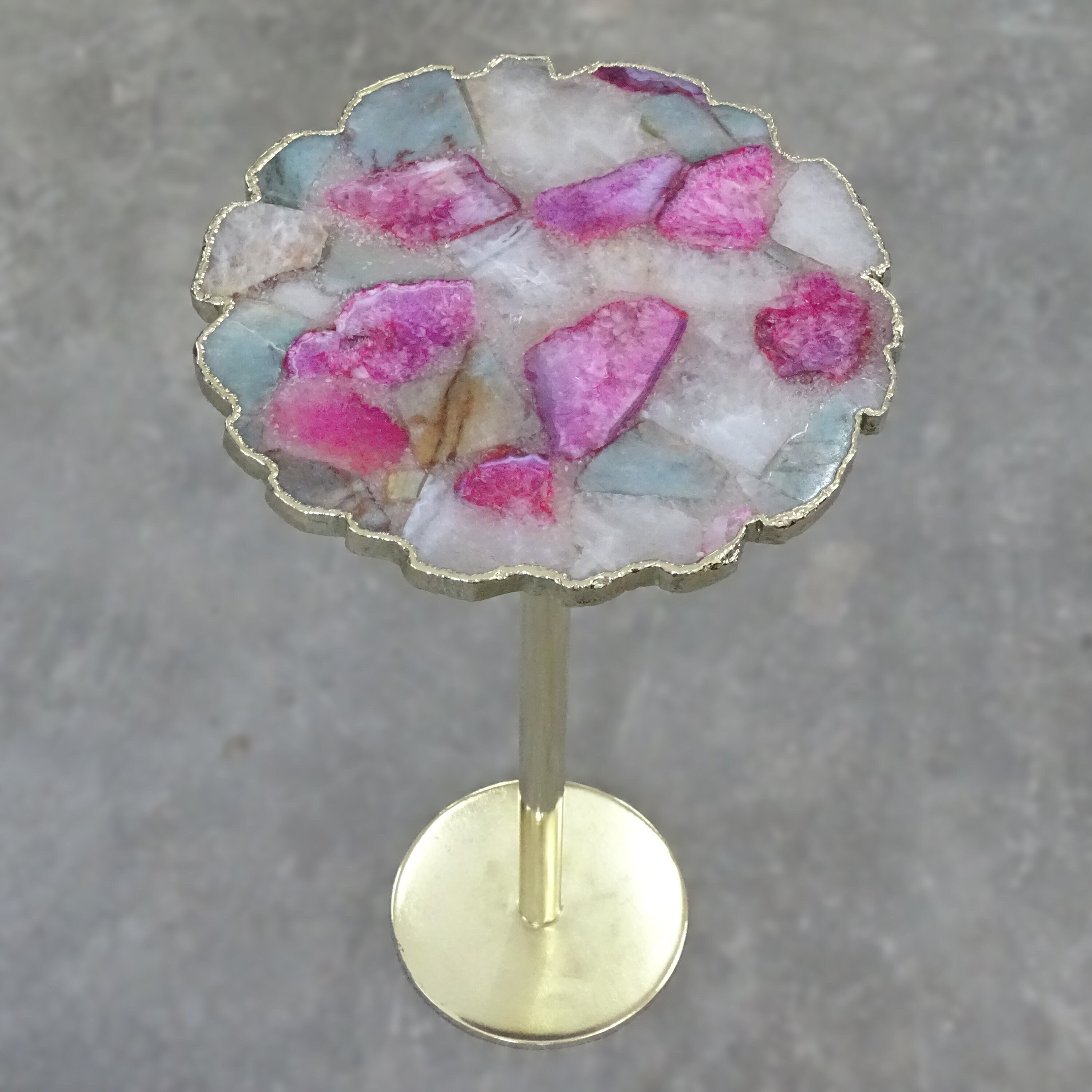 Mix Agate Drink Table With Single Leg Stand Agate Drink Table | Etsy