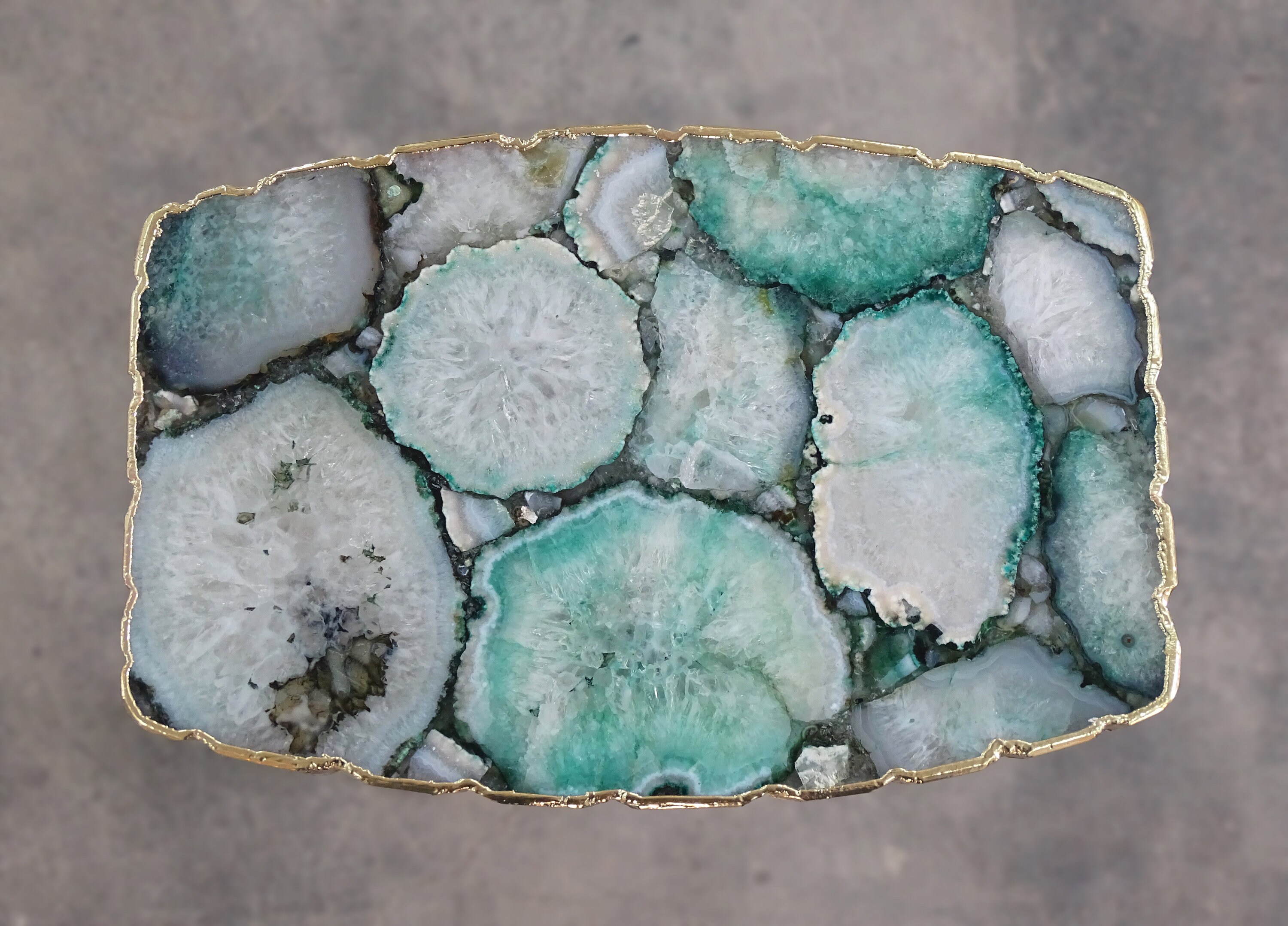 Green Agate Drink Table with Uneven Edges Composite Agate | Etsy