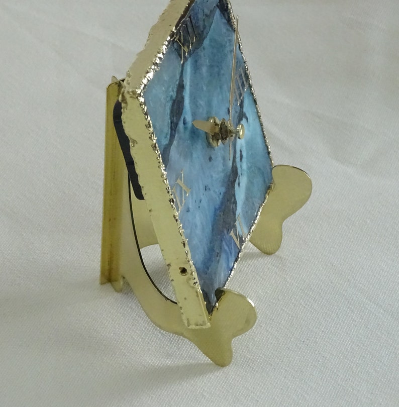 Composite Blue Agate Square Clock Modern Desk/wall Clock - Etsy