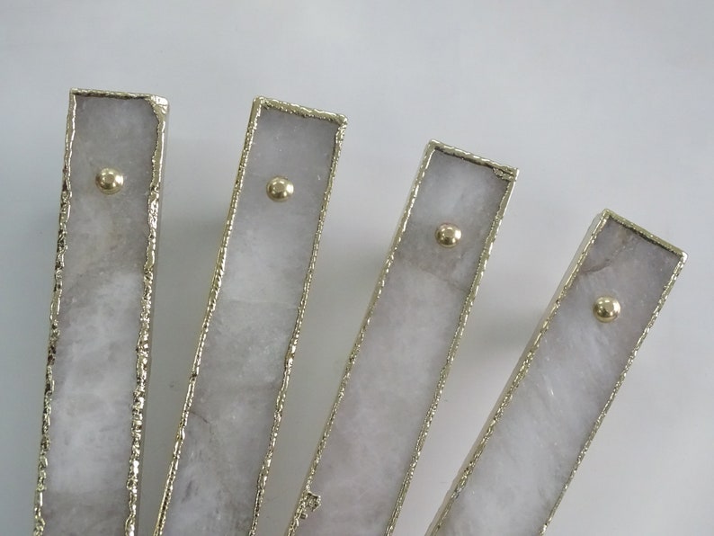 Handcrafted White Agate Cabinet Handle, Gold Plated Edge - Etsy
