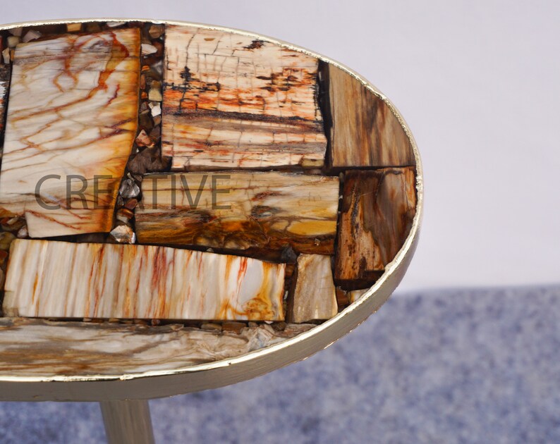 Petrified Retro Agate Drink Table With Single Leg Stand - Etsy