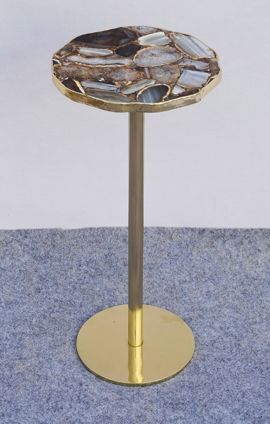 Natural Agate Drink Table With Single Leg Stand - Etsy