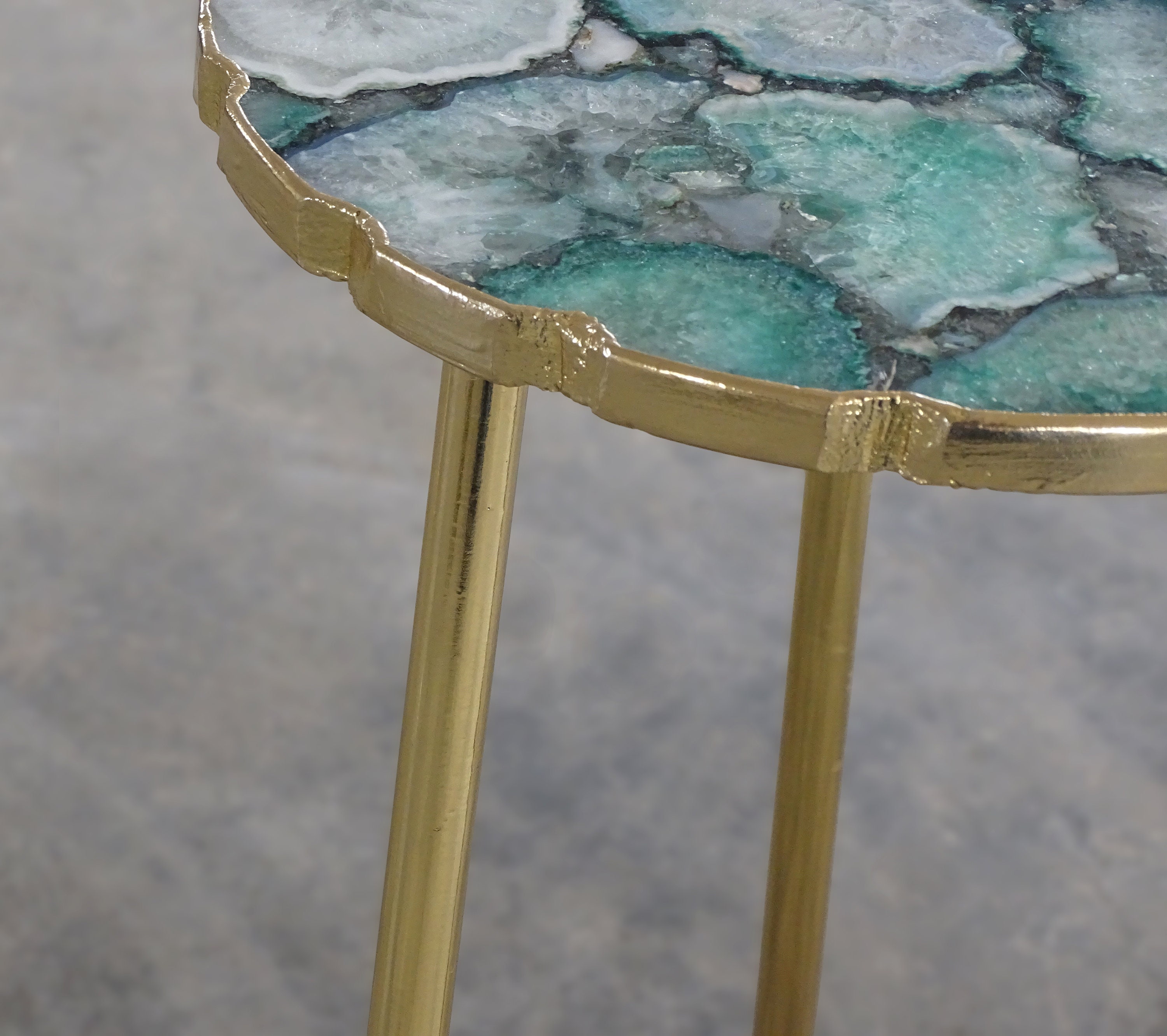 Green Agate Table With Uneven Edges Occasional Round Table | Etsy