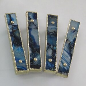 Handcrafted Blue Agate Cabinet Handle, Gold Plated Edge - Etsy