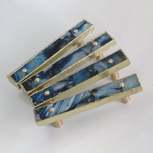 Handcrafted Blue Agate Cabinet Handle, Gold Plated Edge - Etsy