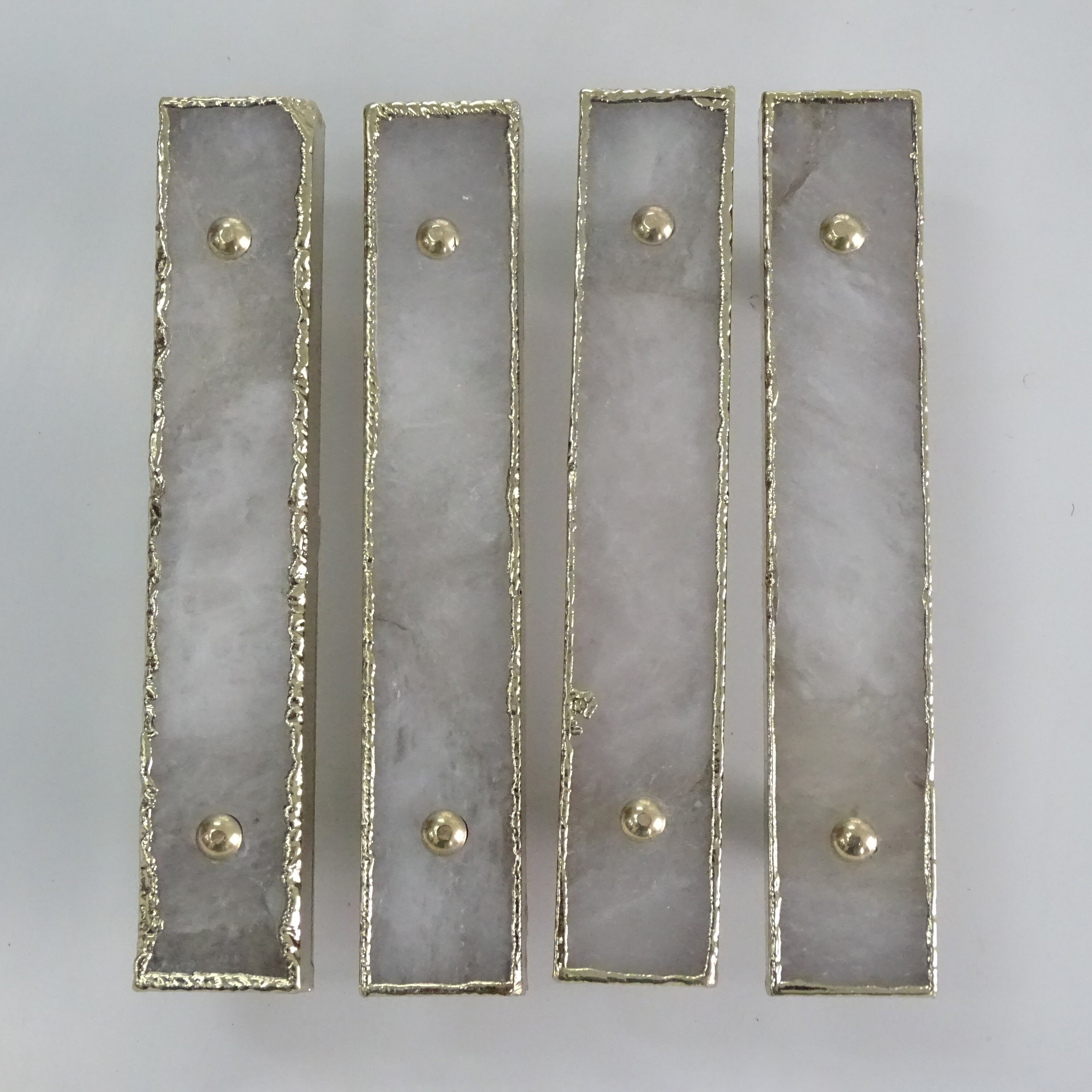 Handcrafted White Agate Cabinet Handle, Gold Plated Edge - Etsy