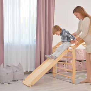 Set 2in1 Large Climbing Triangle + Sliding Ramp / Transformable Climber ...