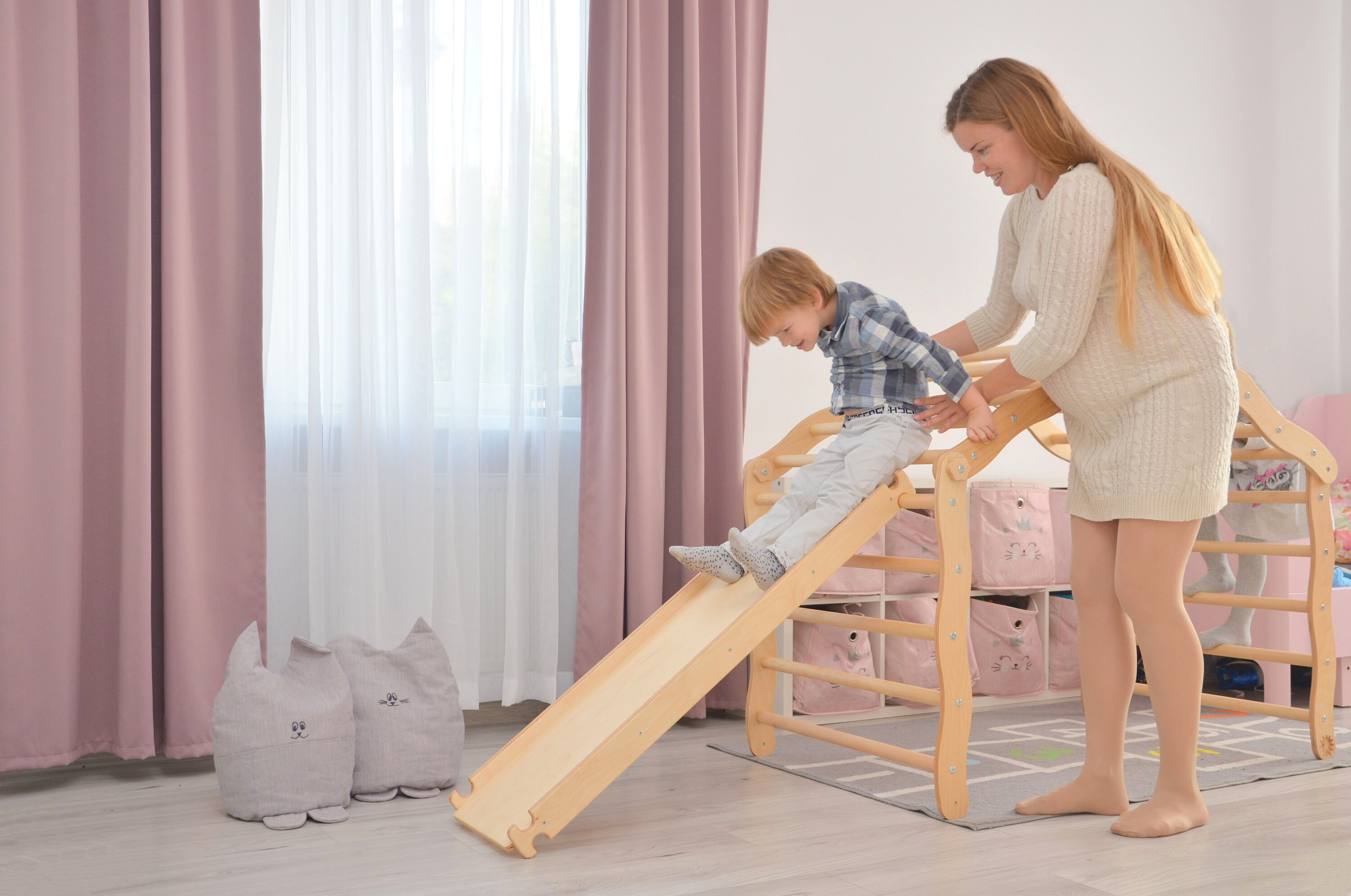 Set 2in1 Large Climbing Triangle + Sliding Ramp / Transformable Climber ...