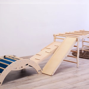 Set 2in1 Large Climbing Triangle + Sliding Ramp / Transformable Climber ...