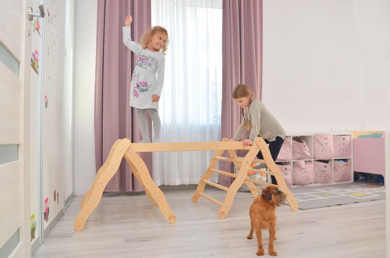 Set 2in1 Large Climbing Triangle + Sliding Ramp / Transformable Climber ...