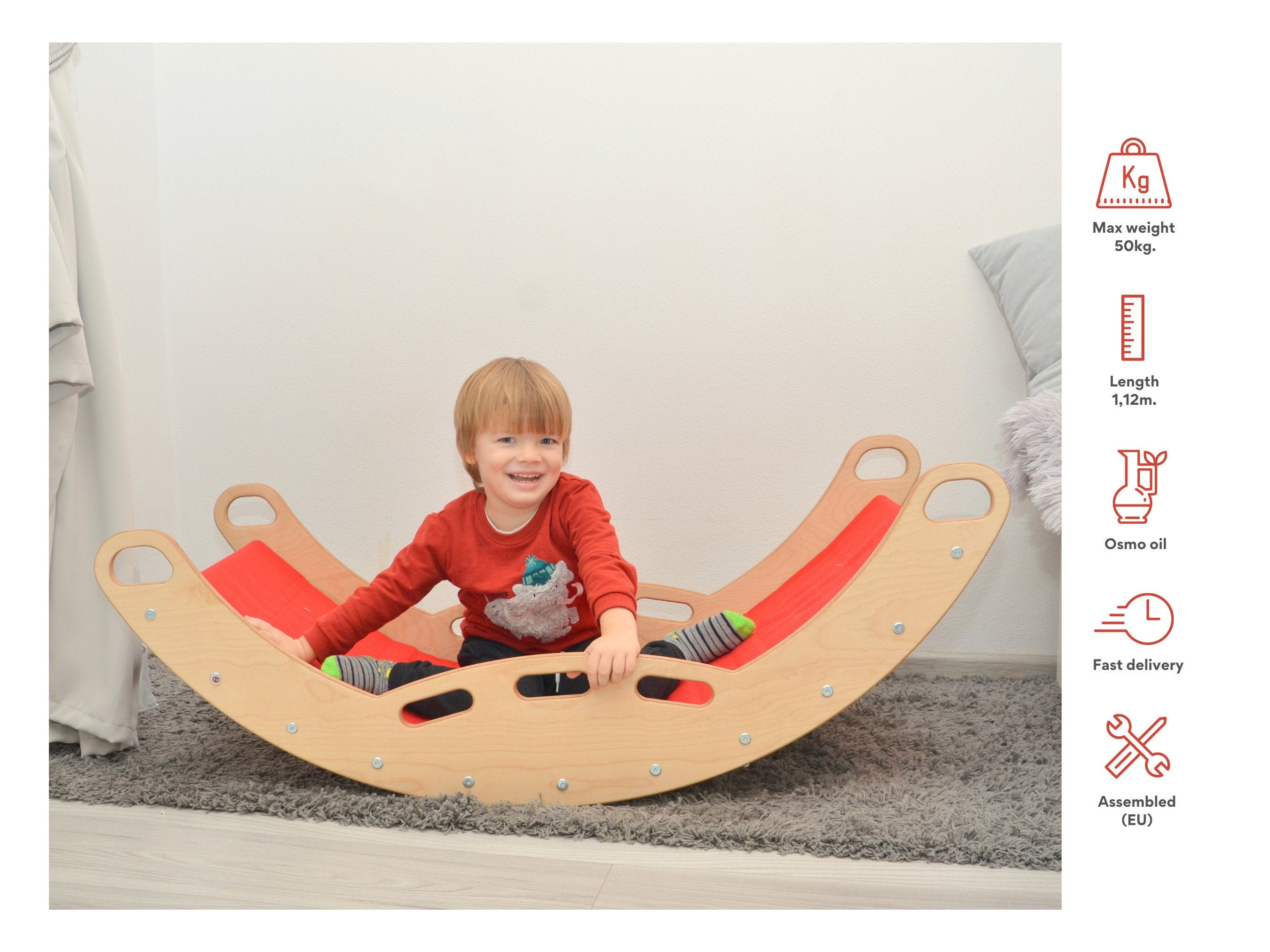 Large Climbing Arch & Swing Safety Mat / Wooden Rocker / | Etsy