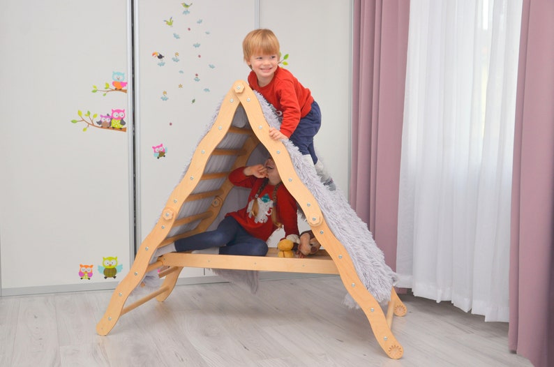 Set 2in1 Large Climbing Triangle + Sliding Ramp / Transformable Climber ...