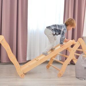 Set 2in1 Large Climbing Triangle + Sliding Ramp / Transformable Climber ...