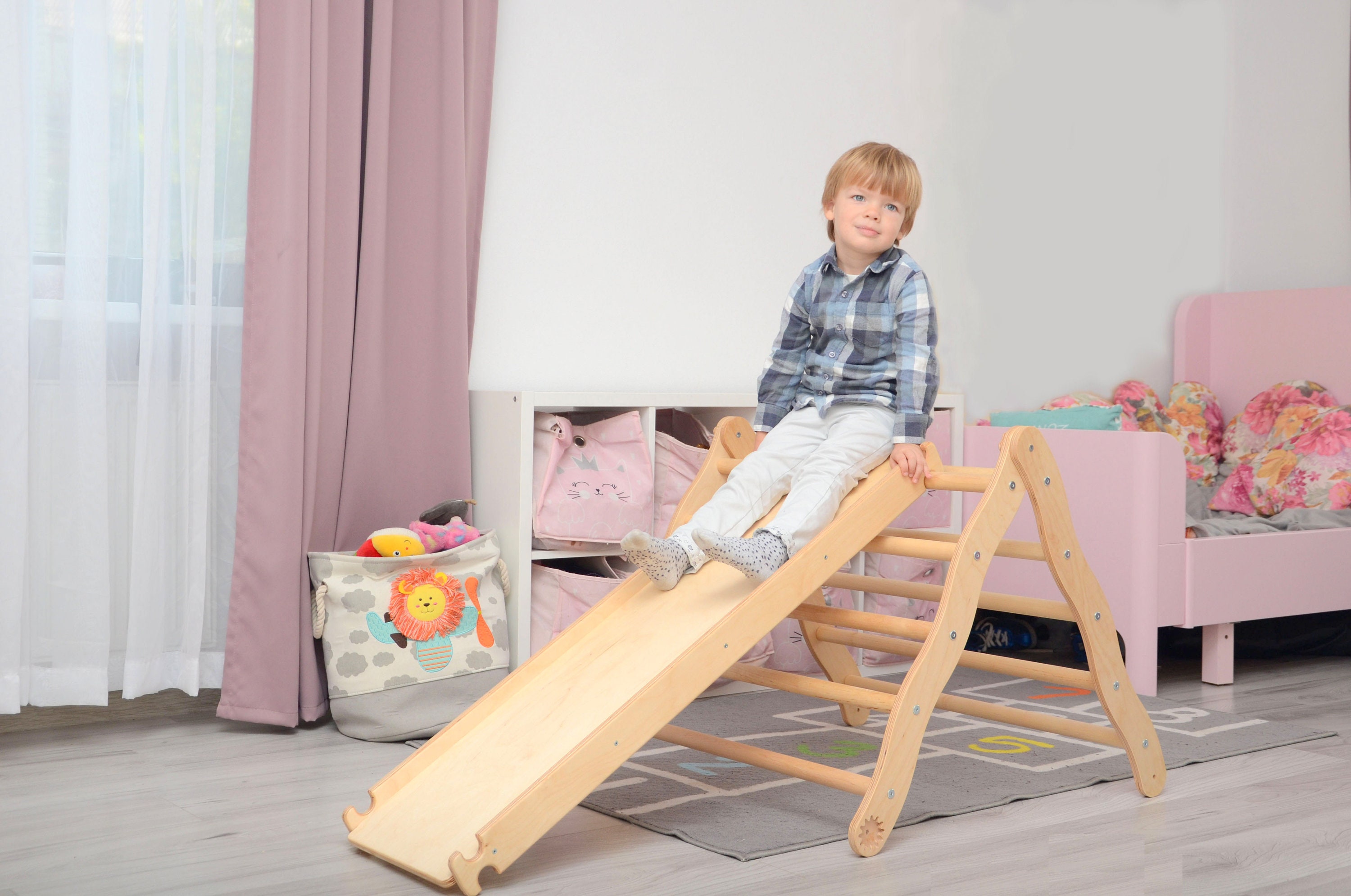 Set 2in1 Large Climbing Triangle + Sliding Ramp / Transformable Climber ...