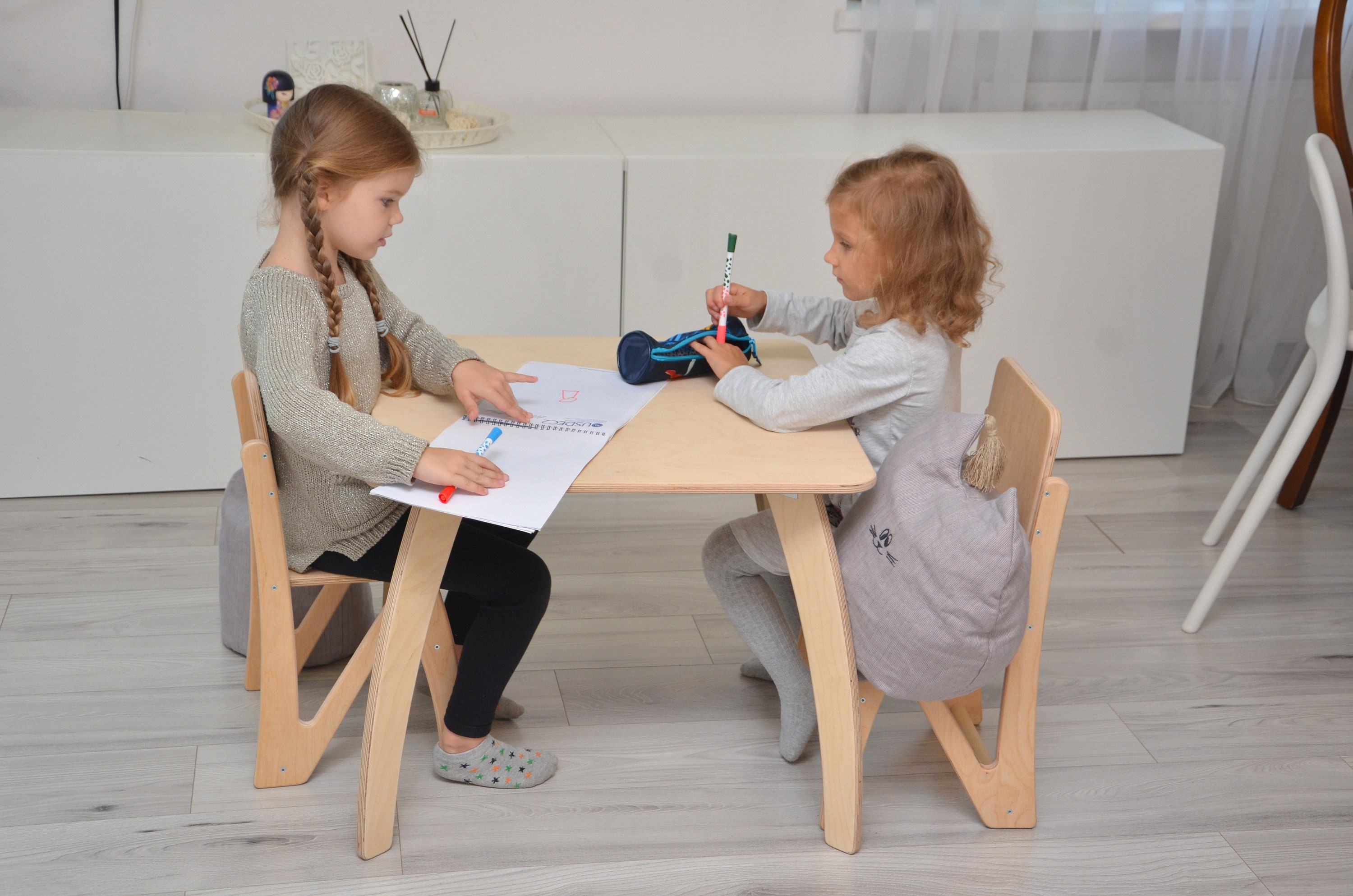 Wooden Activity Table and Chair SET / Exclusive Gifs for Children and ...