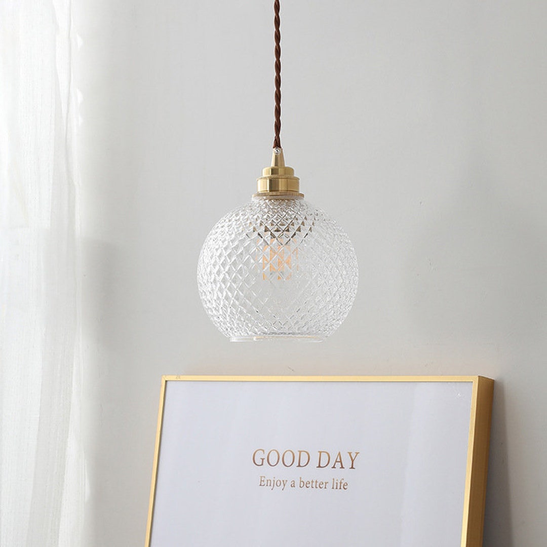 Clear Globe Ball Shape Glass Pendant Light Plug in Hanging - Etsy