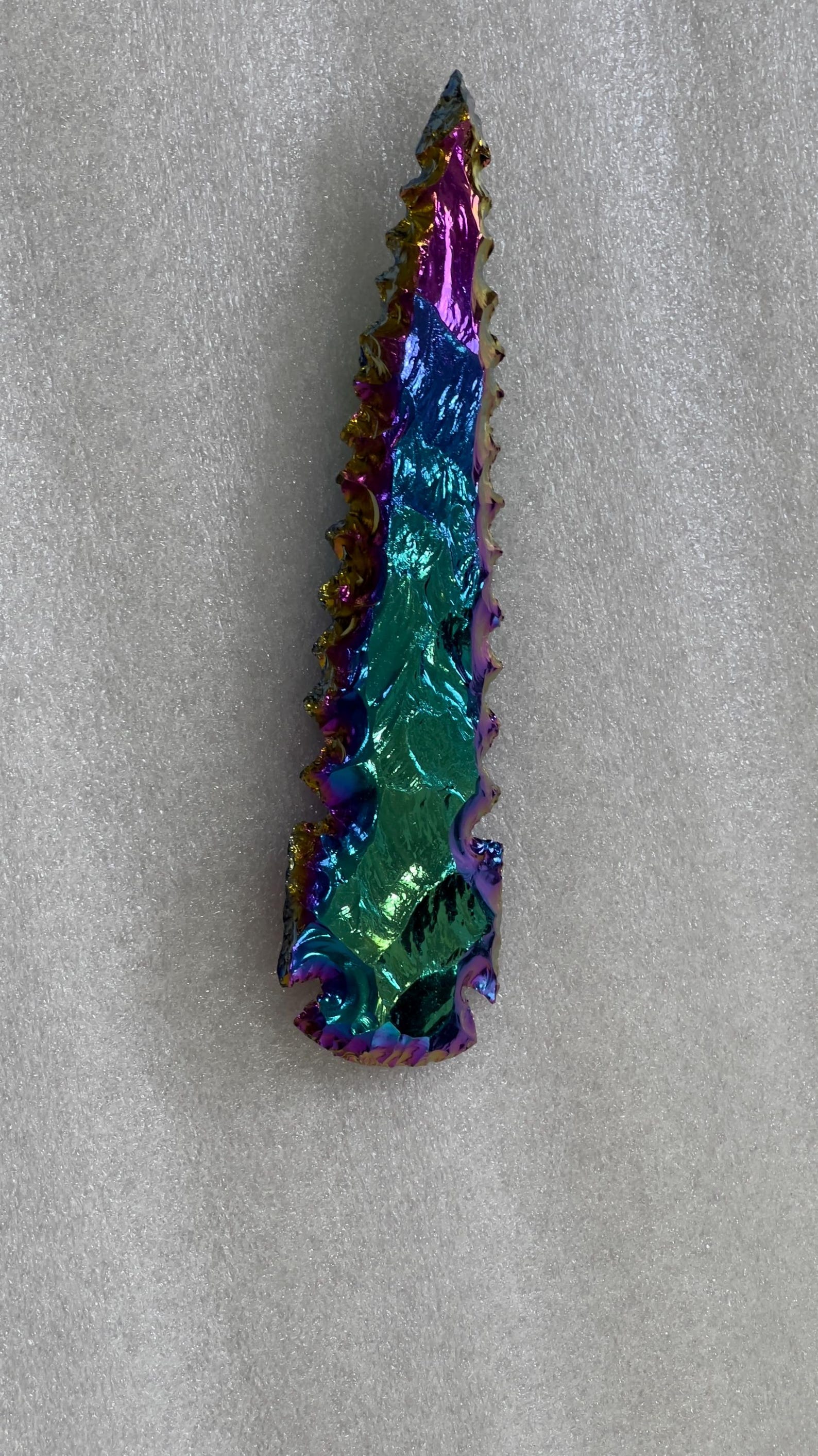 Titanium Rainbow Aura Quartz Handmade Arrow Crystal Hand Knapped ...