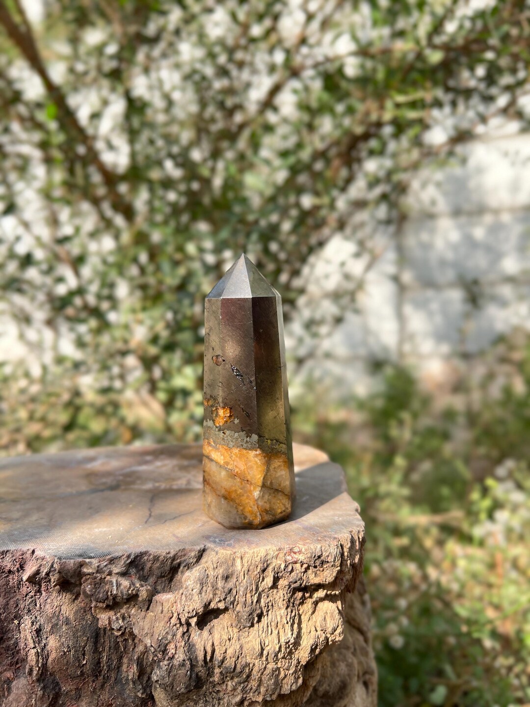 Large Natural Rare Pyrite With Golden Healer-lions Gate Quartz Tower ...