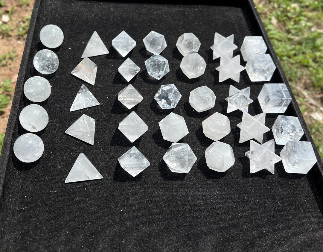 Clear Quartz Platonic Solids Set: Sacred Geometry, Reiki Healing - Etsy