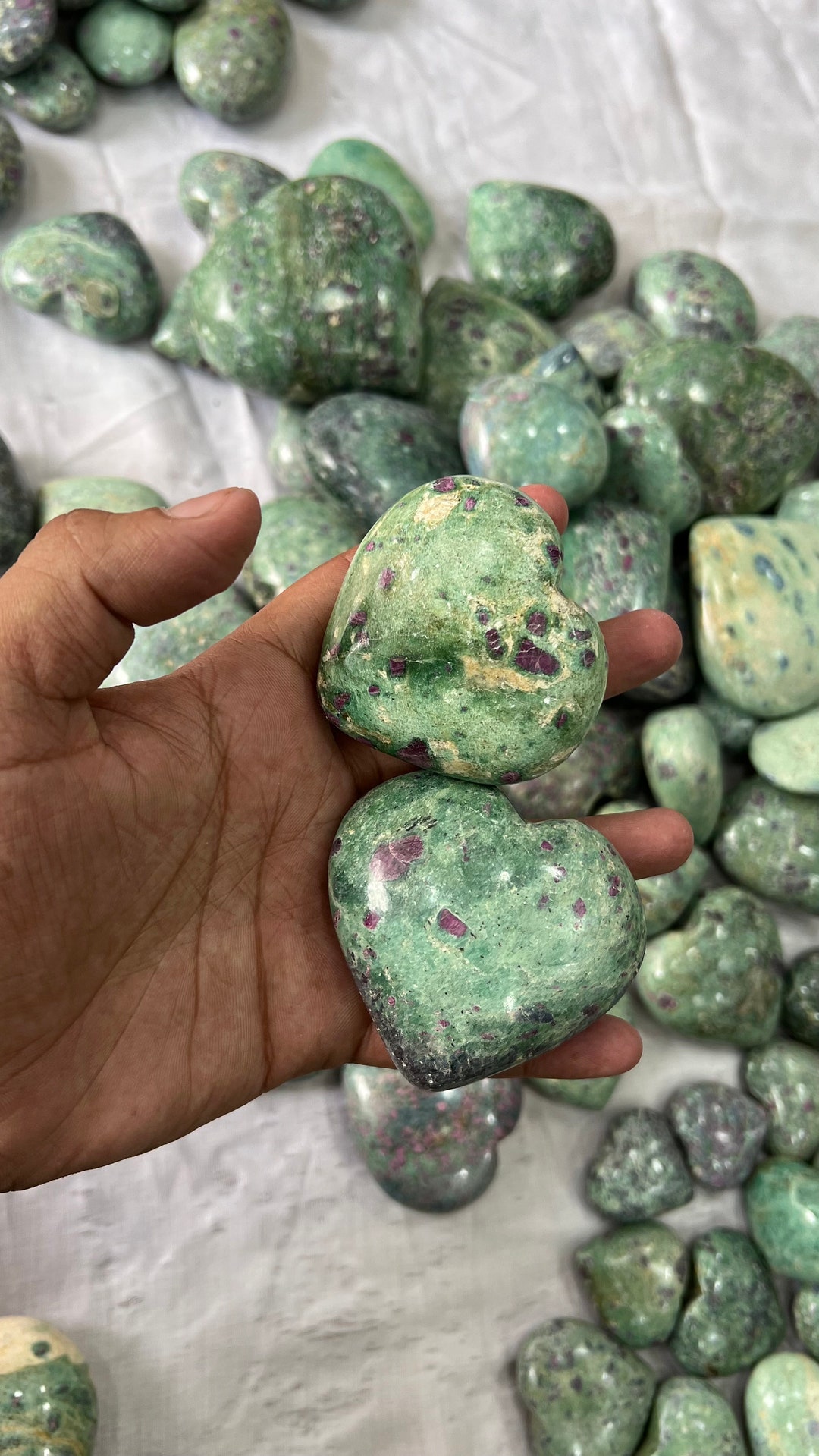 Ruby Fuchsite Puffy Hearts With Nice Little Rubies Polished Ruby ...