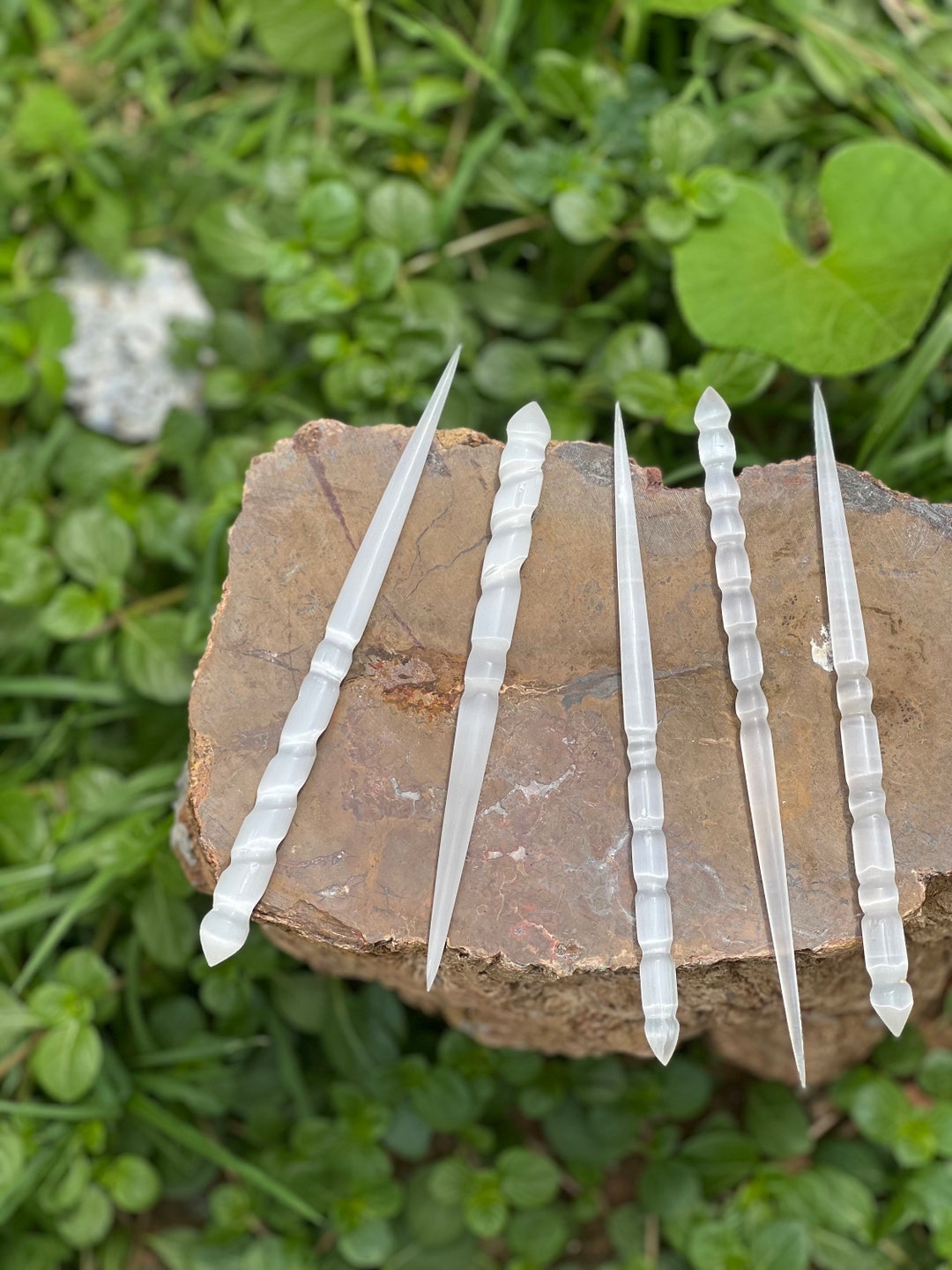 Selenite Spiral Hand Carved Point Wand Dagger-sword Crystals Cleaning ...