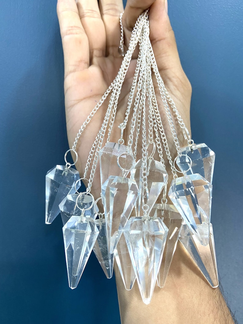 100pec Clear Quartz Crystal Pendulum Dowsing Healing Clear Quartz Wholesale Pendulum ...