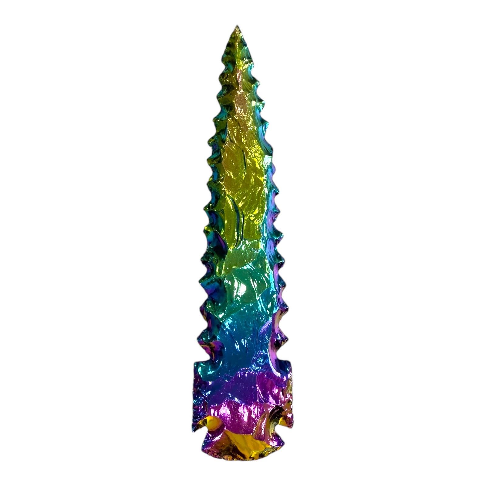 Titanium Rainbow Aura Quartz Handmade Arrow Crystal Hand Knapped ...