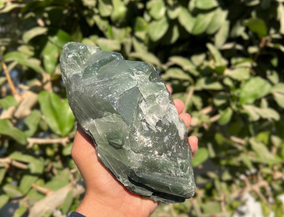 Large Green Chlorite Phantom Lemurian Quartz Crystal With Anatase Etsy