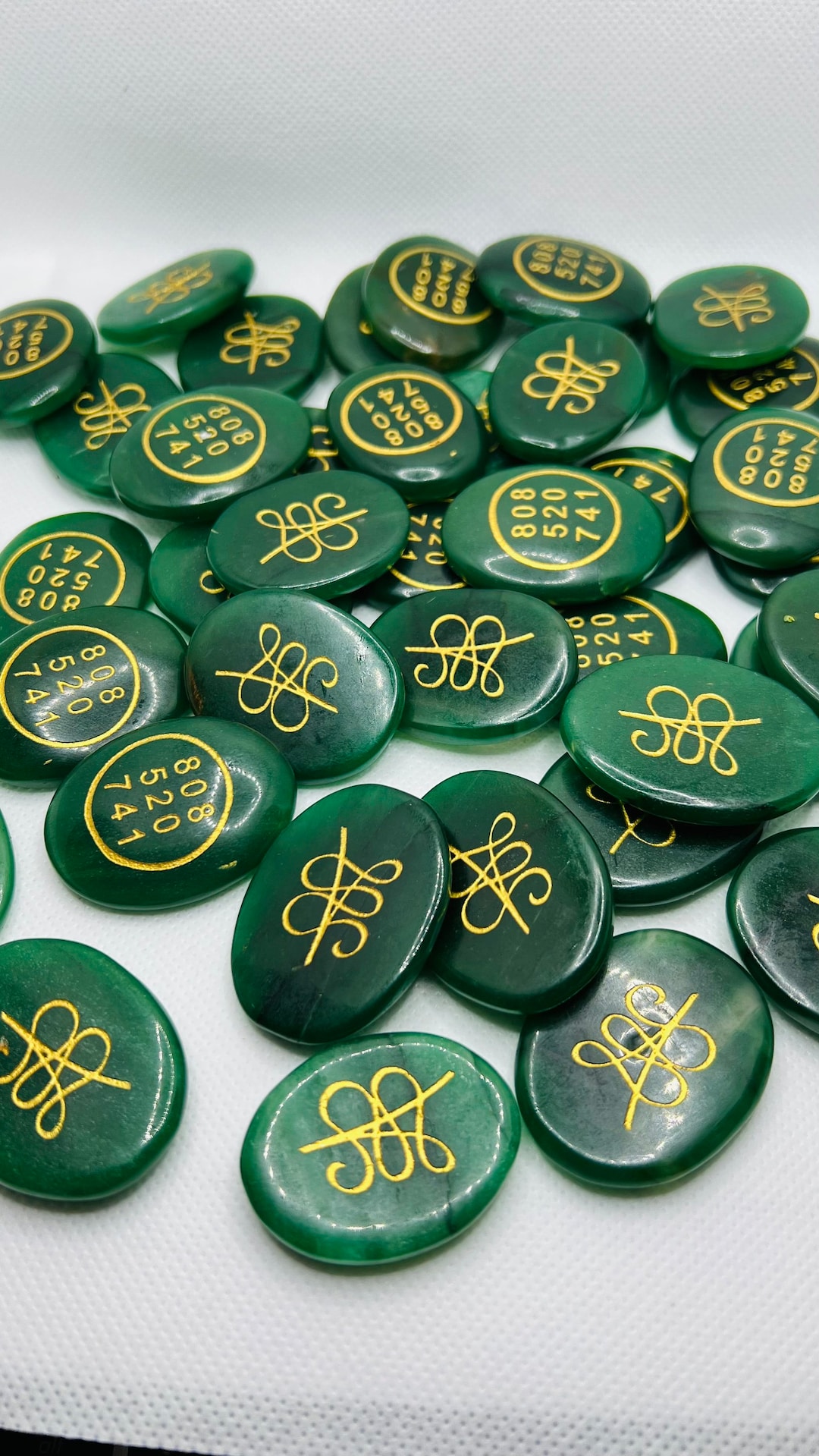 Green Jade Crystal Stone Oval Shape Zibu Symbol Wealth to Attract Money ...