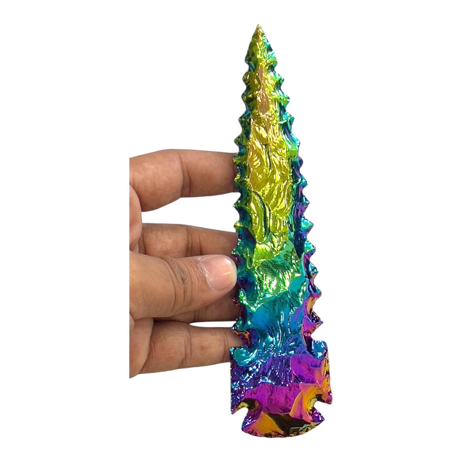 Titanium Rainbow Aura Quartz Handmade Arrow Crystal Hand Knapped ...