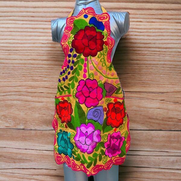 Mexican Embroidered Apron - Etsy