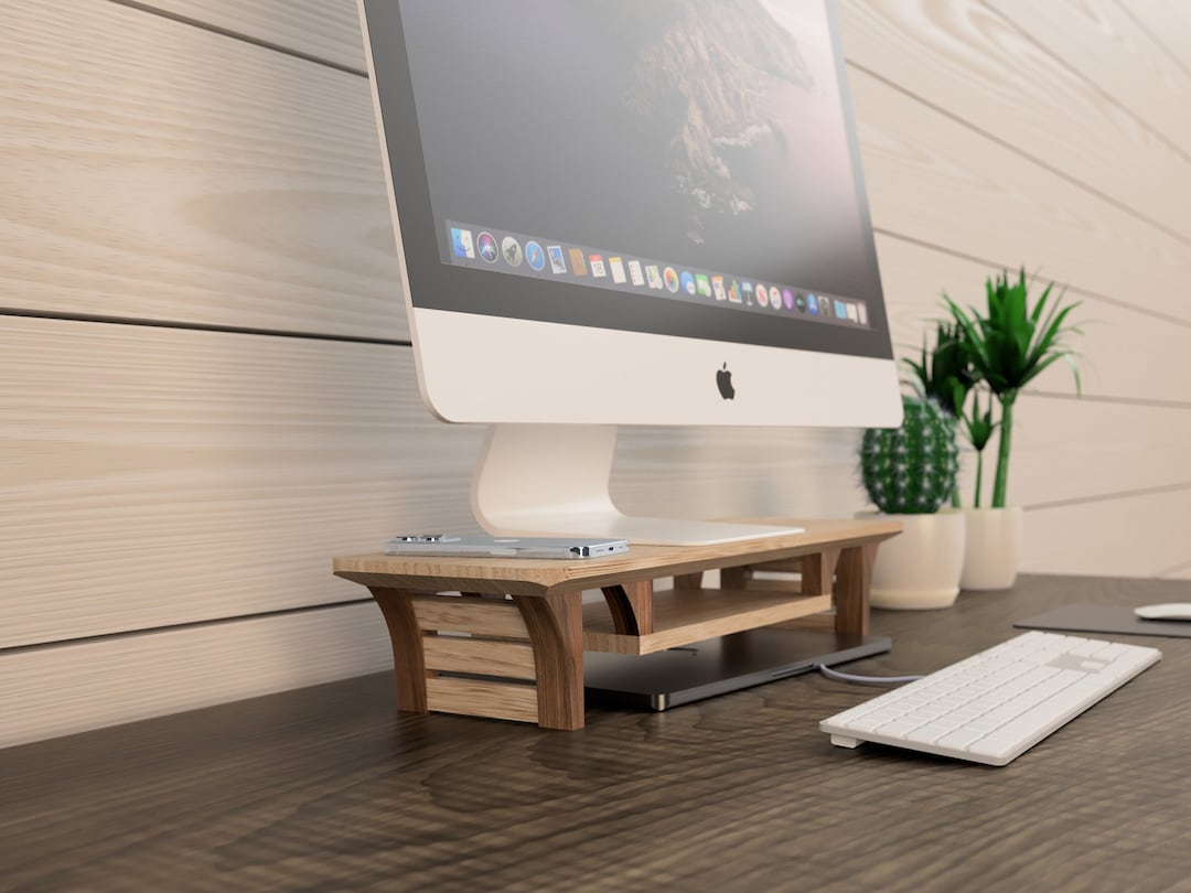 Solid Wood Monitor Stand 20" Walnut Solid Hardwood. Oil and Wax Finish ...