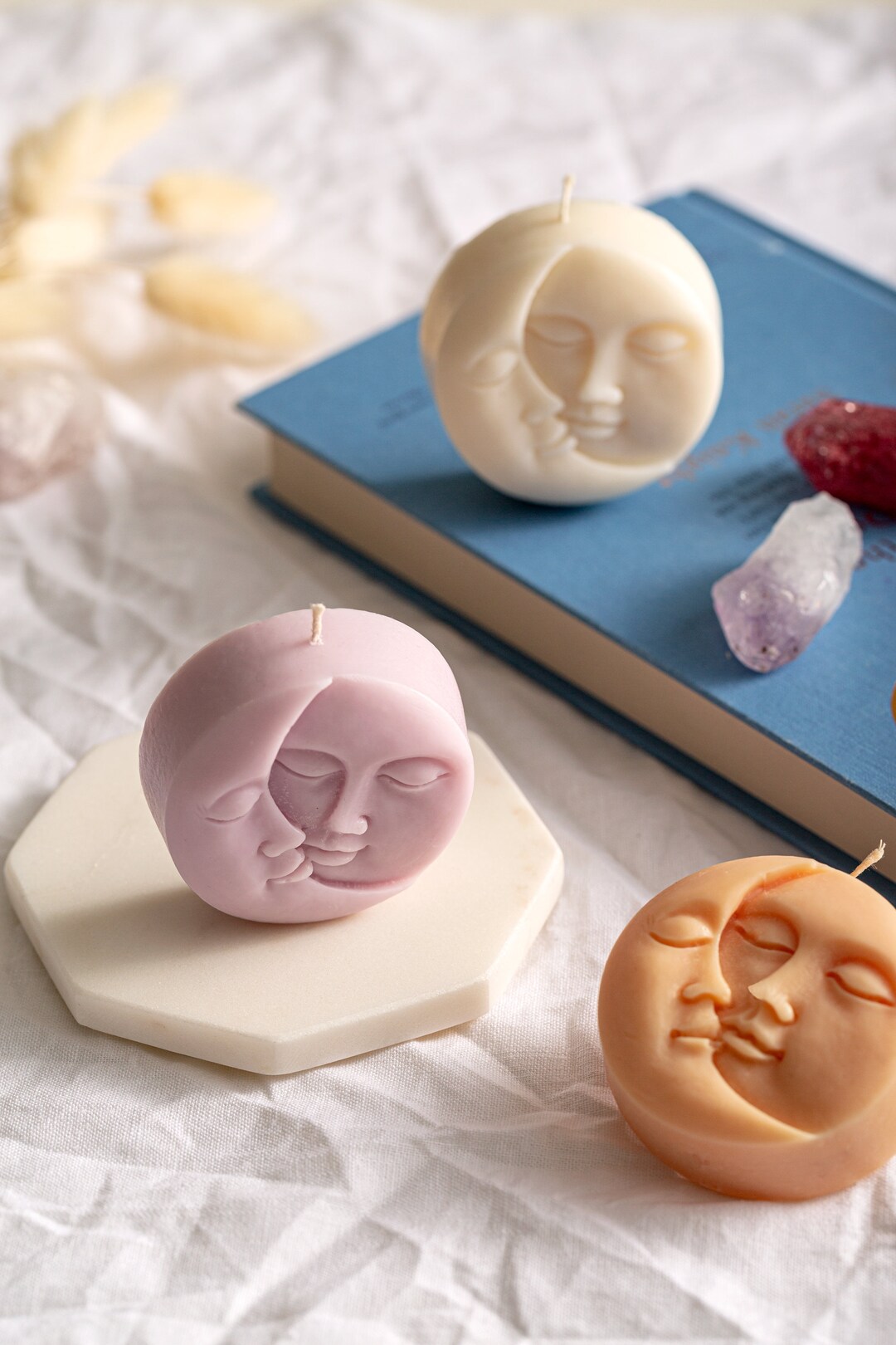 Soy Wax Moon & Sun Candle / Mystical Moon Sun Candle / Mini Moon Candle ...
