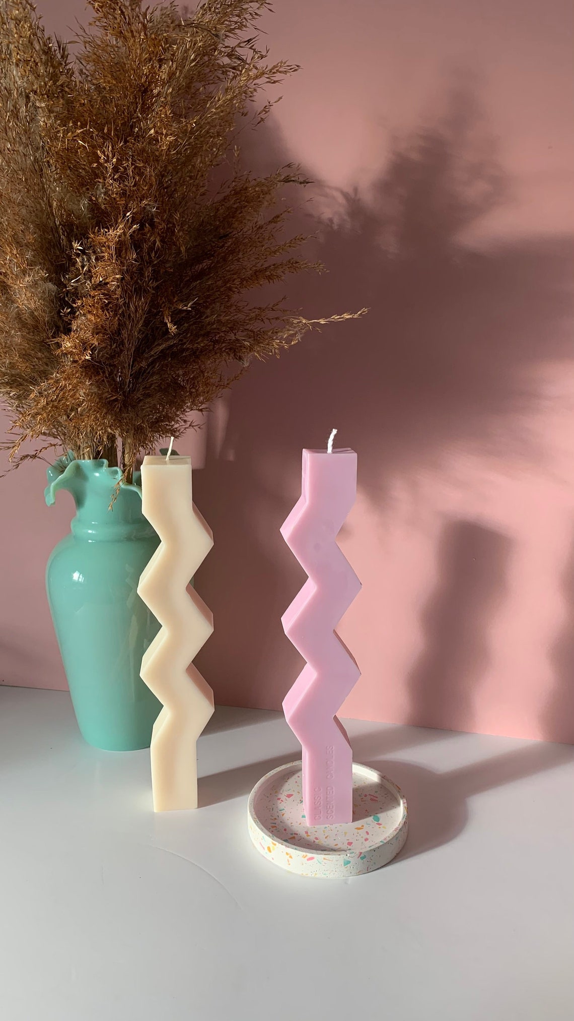 Soy Wax Zig Zag Candle / Coloured Candle / Vegan Candle / - Etsy UK