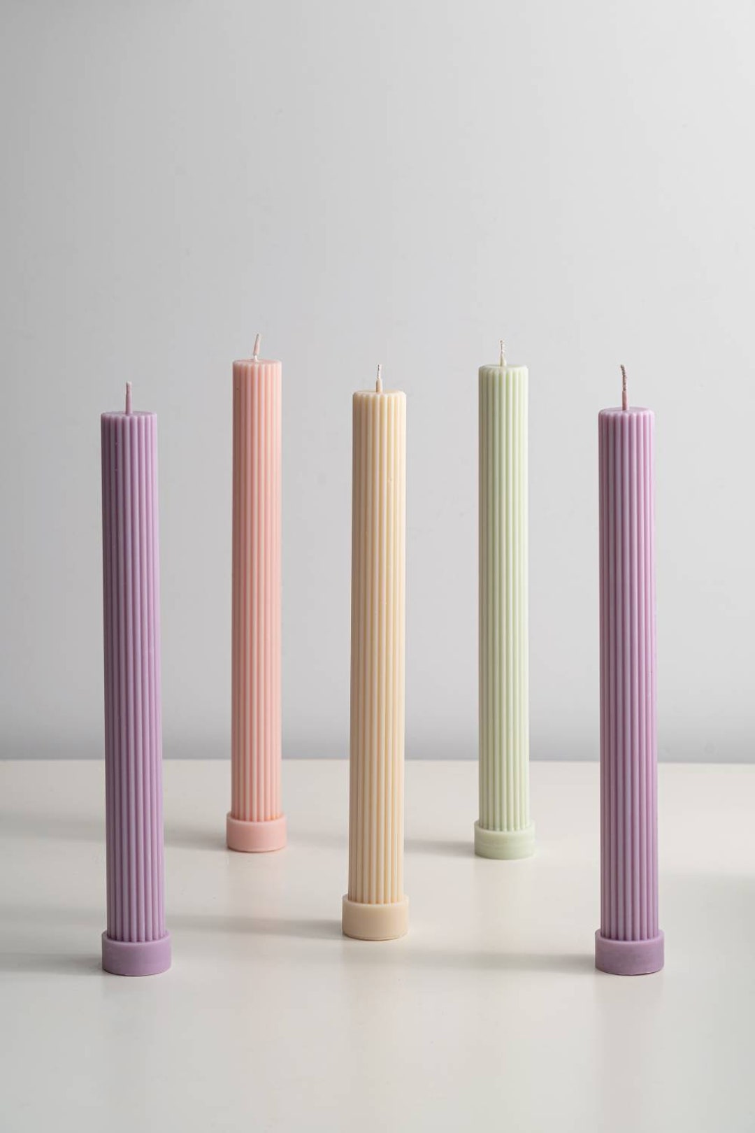 Tall Soy Wax Pillar Candle / Ribbed Dinner Candle / Decorative Candle ...