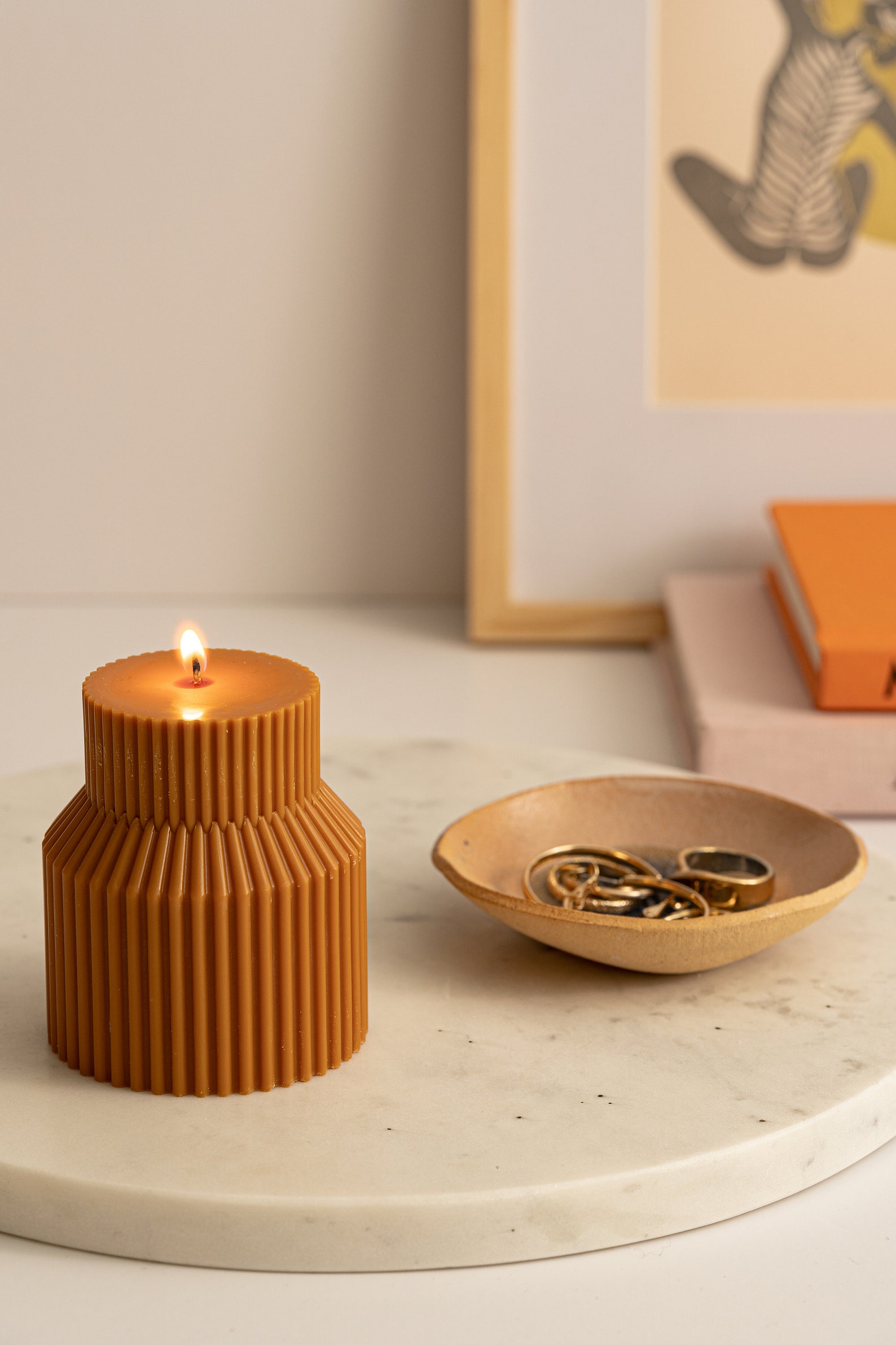 Ribbed Candle Neutral Home Decor Aesthetic Candle Coffee - Etsy