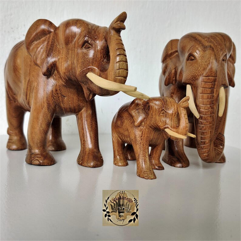 Wooden Elephant Family Carving Elephant Family Statue Baby - Etsy